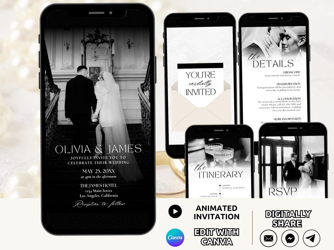Digital Wedding Invitation Suite Template, Animated Photo Wedding ...