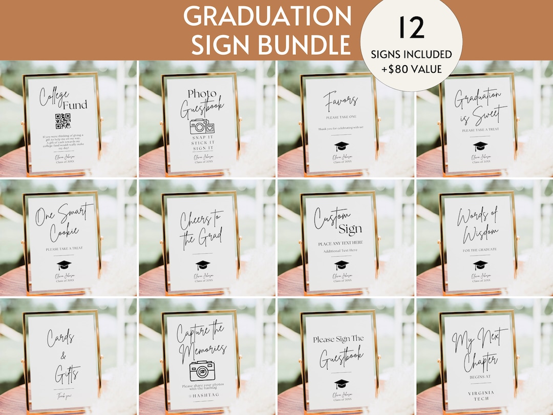 Graduation Party Sign Bundle Template, Graduation Table Signs, Grad ...
