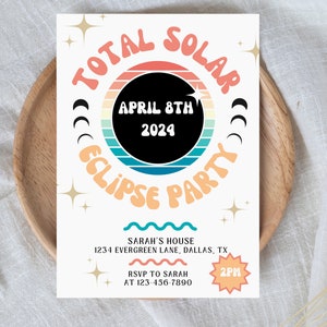 Total Solar Eclipse Party Invitation, Printable Eclipse Viewing Party ...