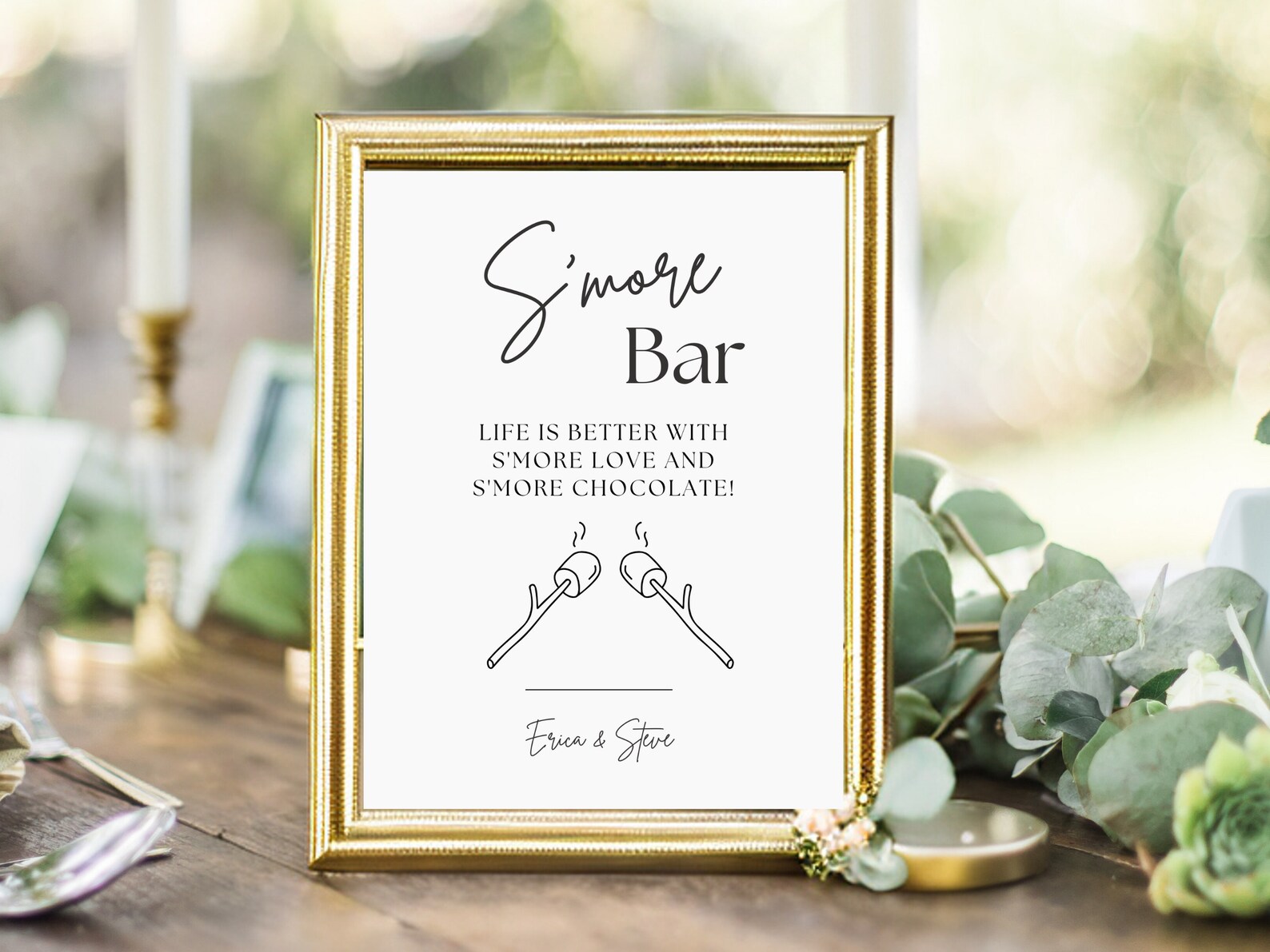 Smore Bar Sign, S'more Station Sign Menu Template, Minimalist Wedding ...