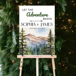 Mountain Welcome Wedding Sign Modern Forest Welcome Wedding - Etsy