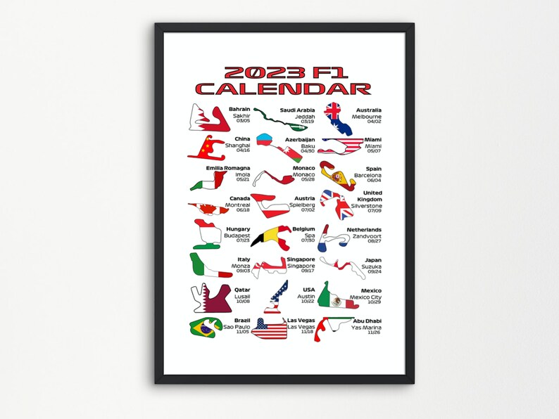 F1 2023 Calendar Poster F 1 2023 Season Track Circuit Wall - Etsy UK F1 2023 Calendar Poster F 1 2023 Season Track Circuit Wall - Etsy UK