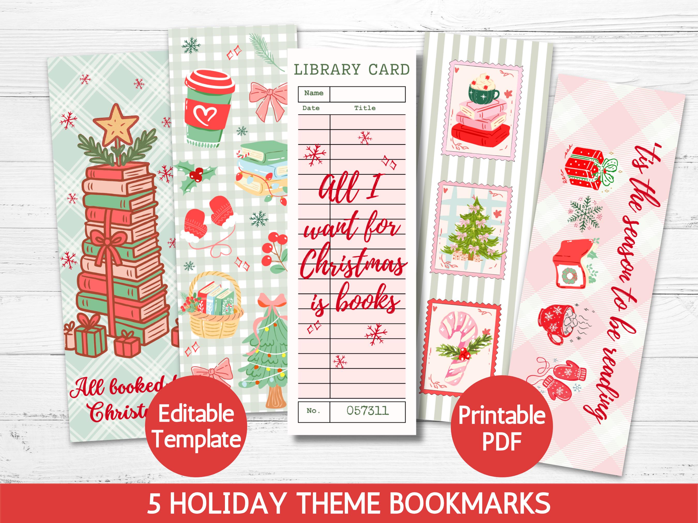 Christmas Holiday Bookmark Bundle, Cozy Winter Book Mark Set Printable ...