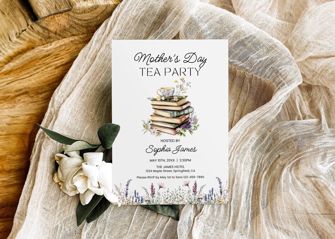 Mother's Day Tea Party Invitation Template, Afternoon Tea Mothers Day ...