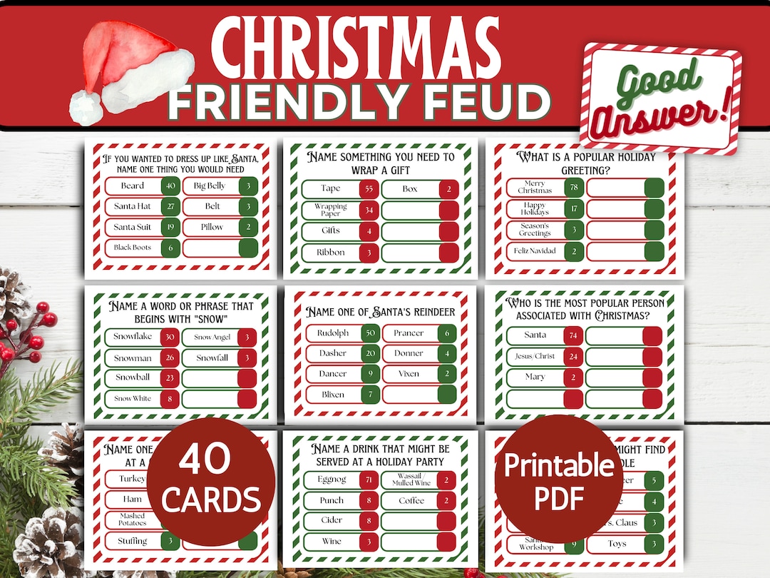 Christmas Friendly Feud, Printable Christmas Game, Christmas Trivia ...