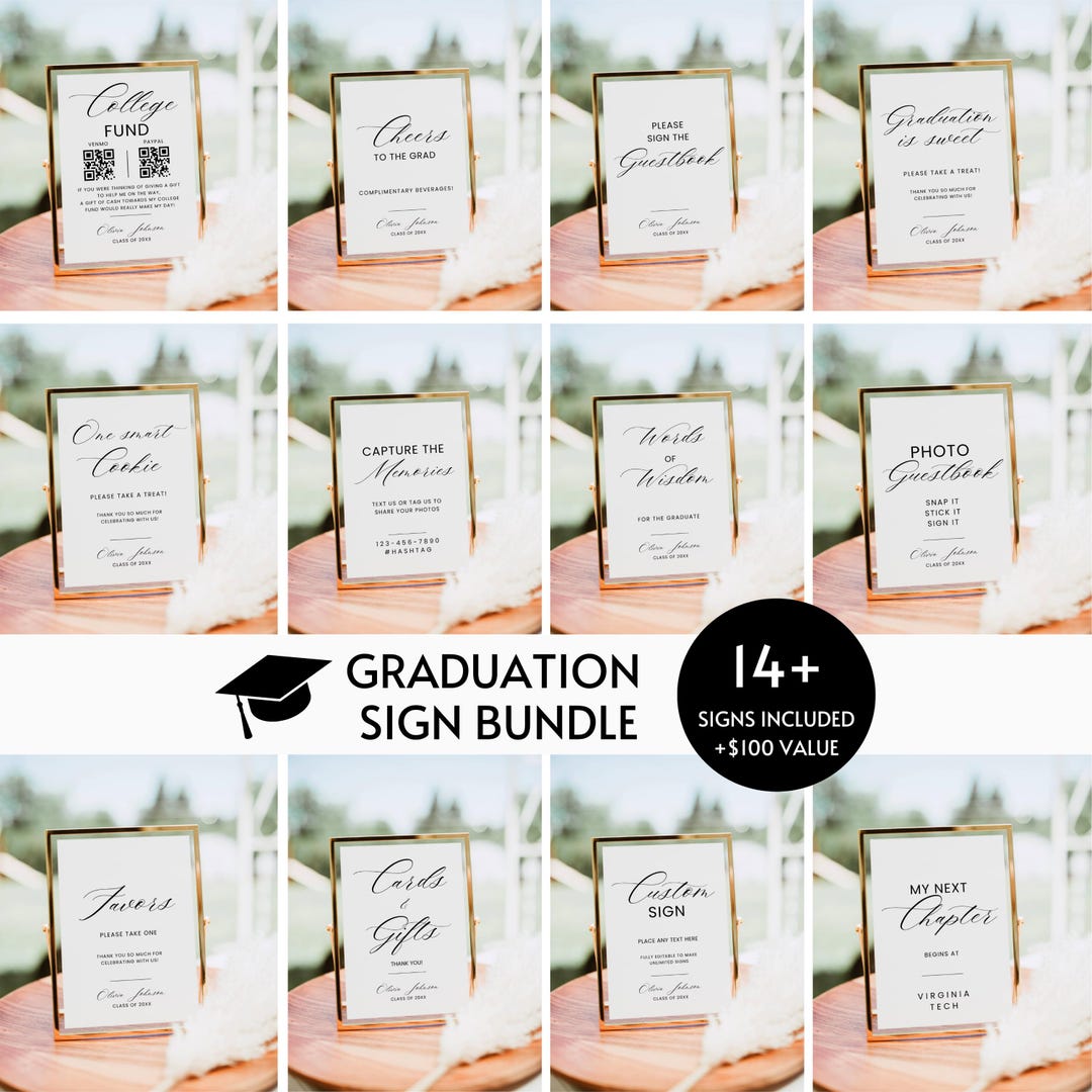 Graduation Party Sign Bundle Template, Graduation Table Signs, Grad ...