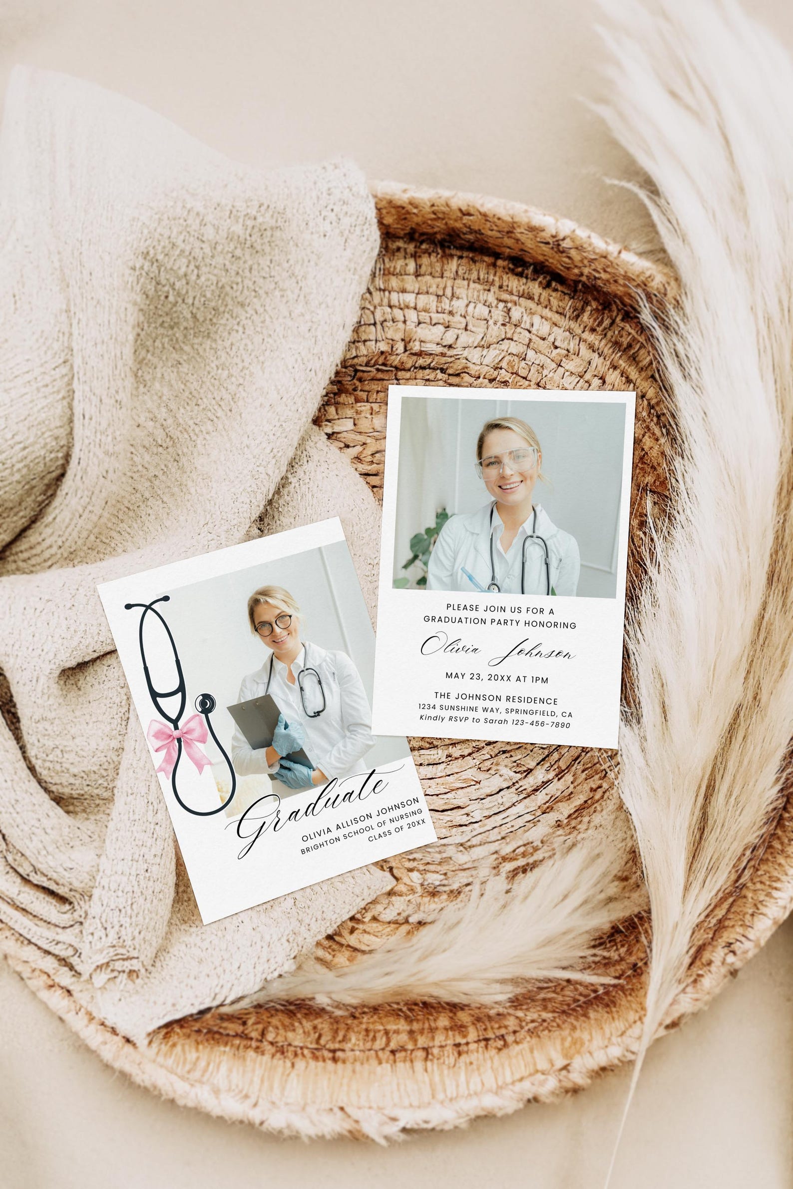 Nursing Graduation Invitation Template, RN Nurse School Graduate ...