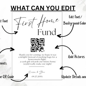 Honeymoon Fund QR Code Sign, Wedding Honeymoon Fund Sign, Modern ...
