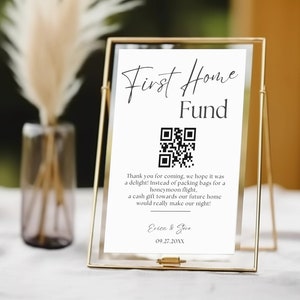 Honeymoon Fund QR Code Sign, Wedding Honeymoon Fund Sign, Modern ...