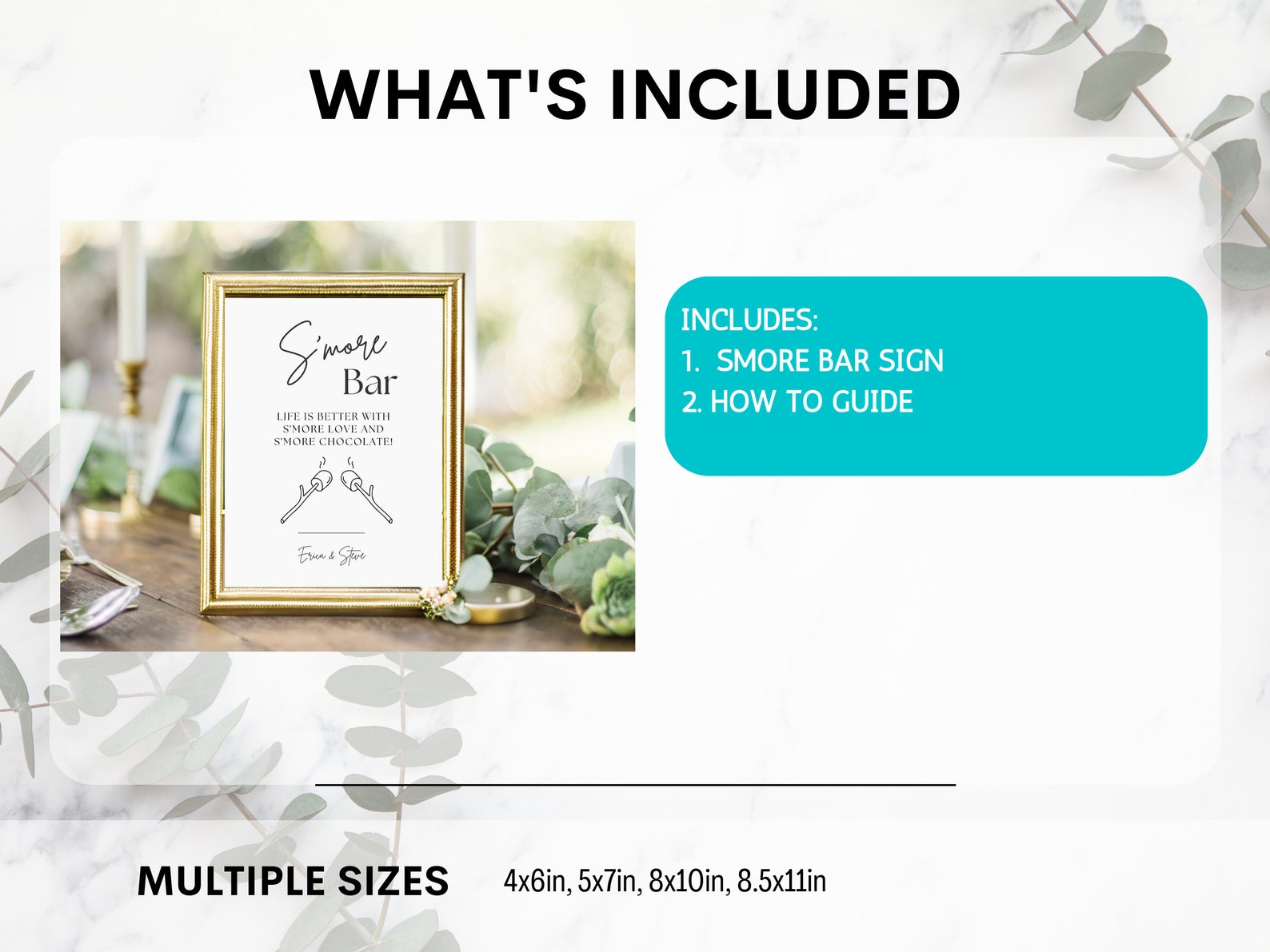 Smore Bar Sign, S'more Station Sign Menu Template, Minimalist Wedding ...