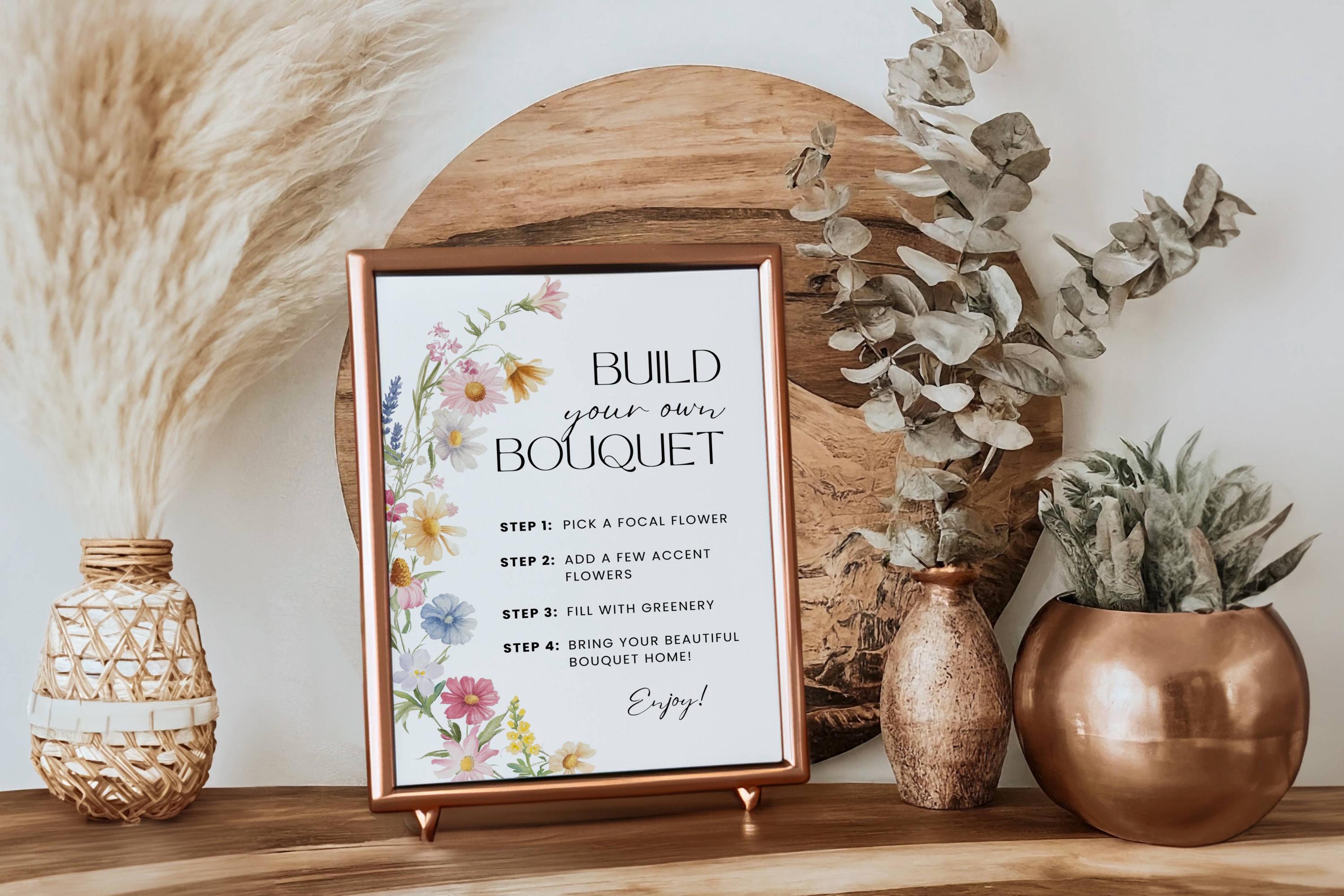 Flower Bar Sign, Build Your Own Bouquet Print Template, Floral Bridal ...