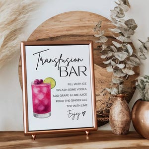 Transfusion Cocktail Bar Sign, Golf Theme Party Bar Print, Grape ...
