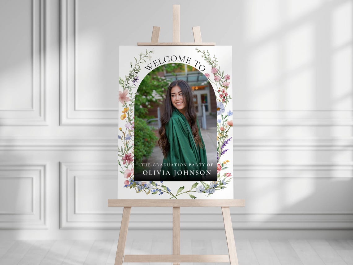 Wildflower Graduation Party Welcome Sign Template, Grad Party Welcome ...