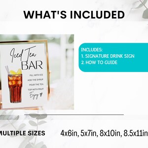 Iced Tea Bar Sign, Sweet Tea Bar Mocktail Print, Signature Drink Menu ...