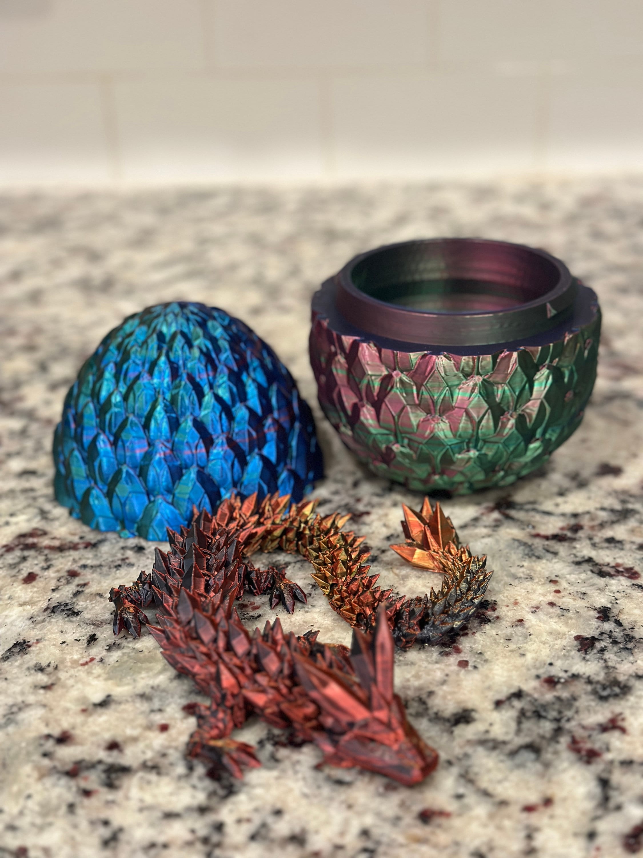 3D Printed Crystal Dragon Egg With Crystal Dragon Mystery Dragon Egg ...