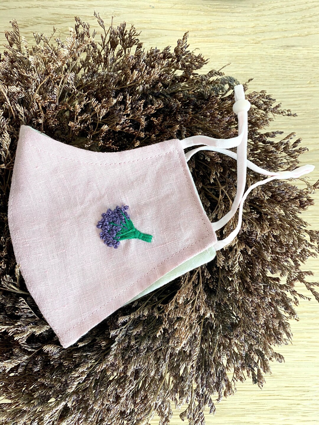 Linen Face Mask Embroidery Line Face Mask Linen Seersucker Mask Light ...