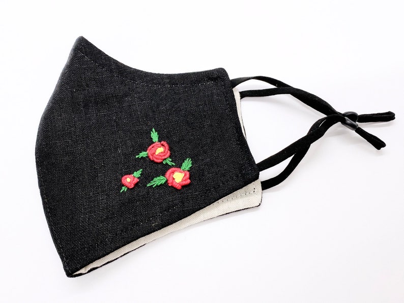 Linen Face Mask Embroidery Line Face Mask Linen Seersucker Mask Light ...