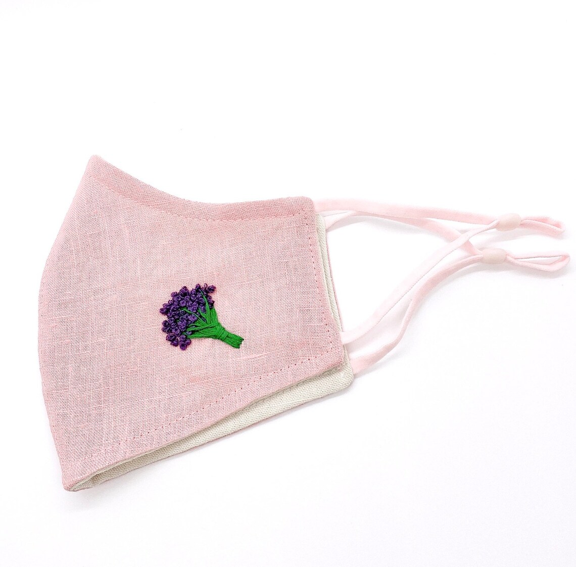 Linen Face Mask Embroidery Line Face Mask Linen Seersucker Mask Light ...