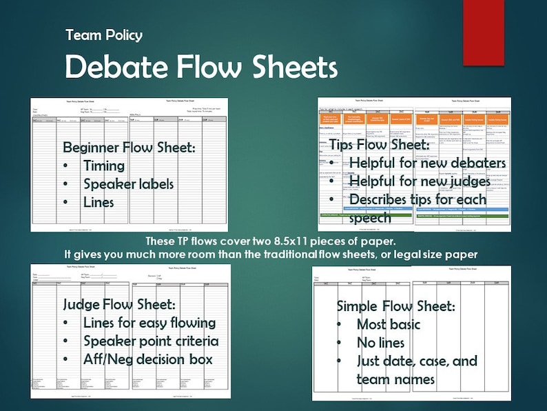 Debate Flow Sheets (team Policy, Lincoln Douglas, Parli) - Etsy