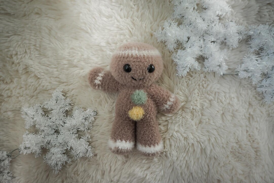 READY TO SHIP Crochet Gingerbread Man Fuzzy Gingerbread Man Crochet ...