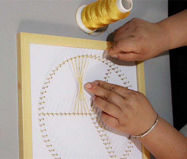 String art square wood 30 30cm wall decoration Geometric | Etsy