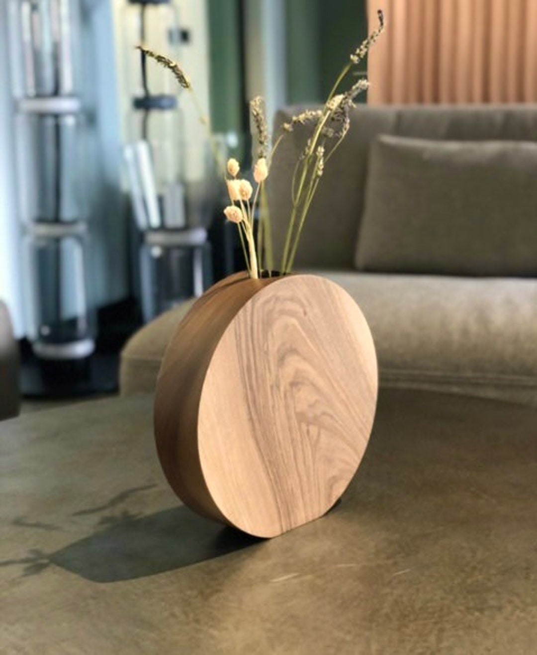 Rustic Decorative Walnut Vase for Flowers Round Wood Design - Etsy