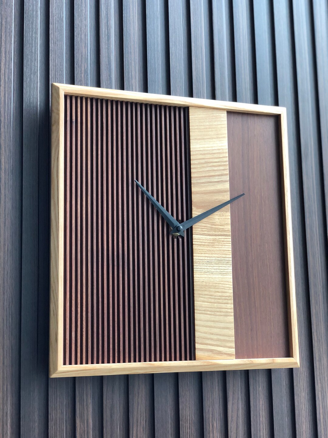 Modern Square Wood Texture Wall Clock Decorative Quare Wood - Etsy