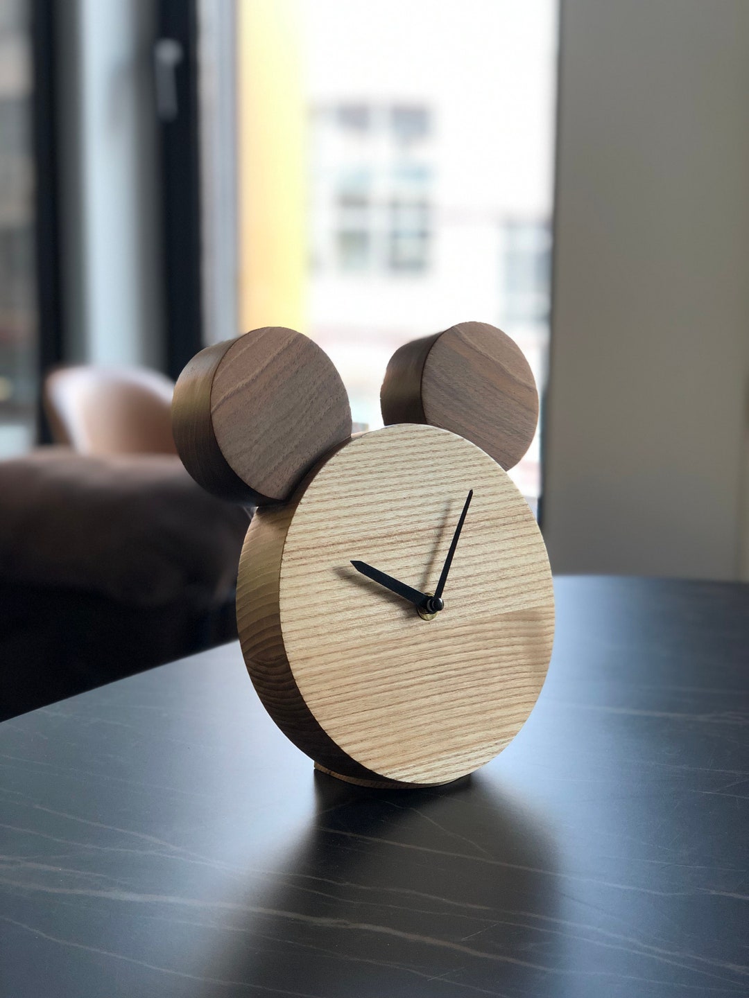Mickey Mouse Ears Wooden Clock for Nursery Round Wood Clock - Etsy