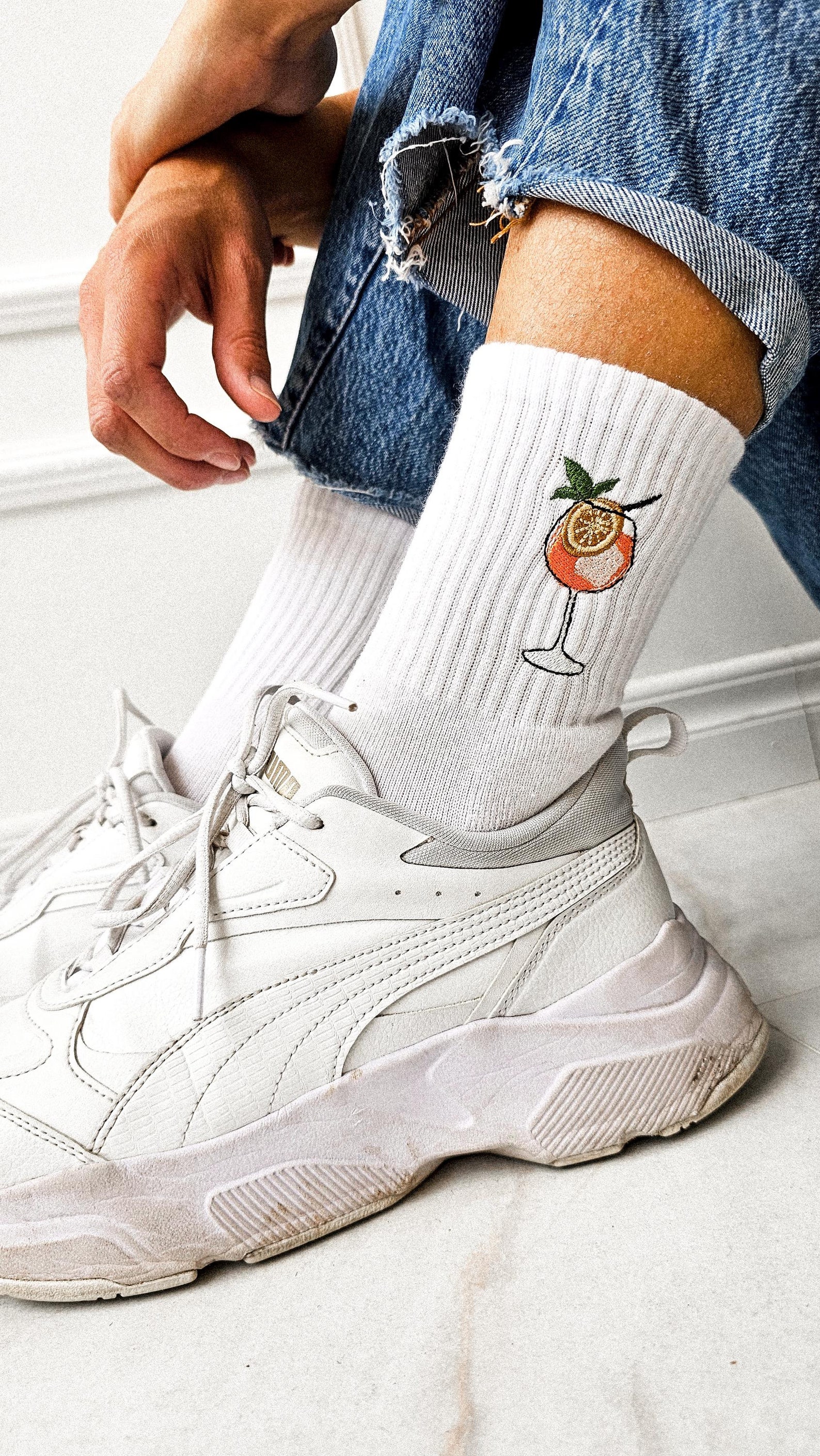 Aperol Spritz Socks Embroidered Coctail Socks Gift for Spritz Lover ...