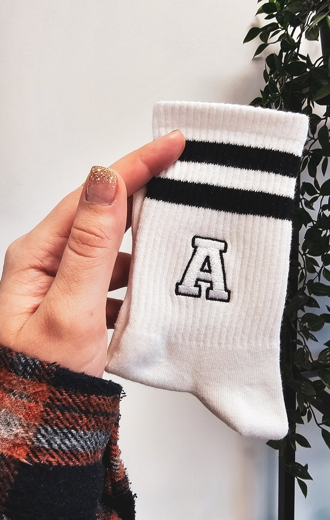 Custom Letter Embroidered Socks Custom Gift for Her Custom Gift for Him ...