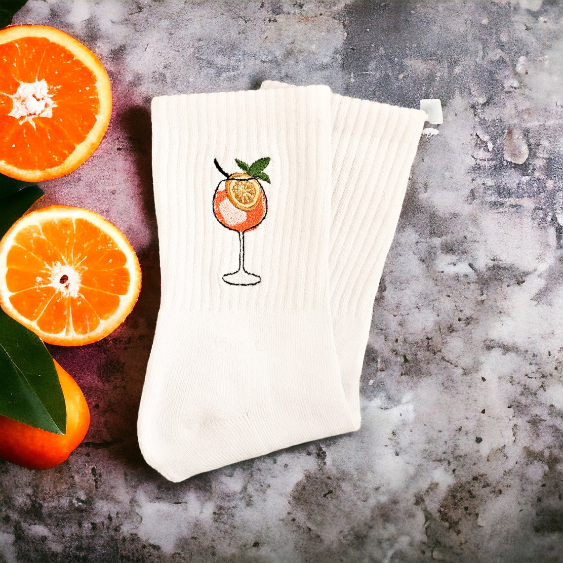 Aperol Spritz Socks Embroidered Coctail Socks Gift for Spritz Lover ...