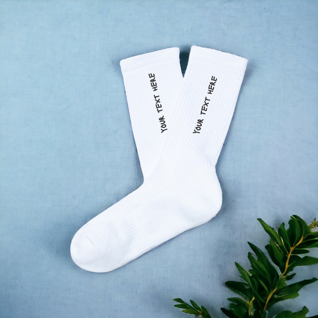 Custom Embroidered White Socks Custom Gift for Her Custom Gift for Him ...