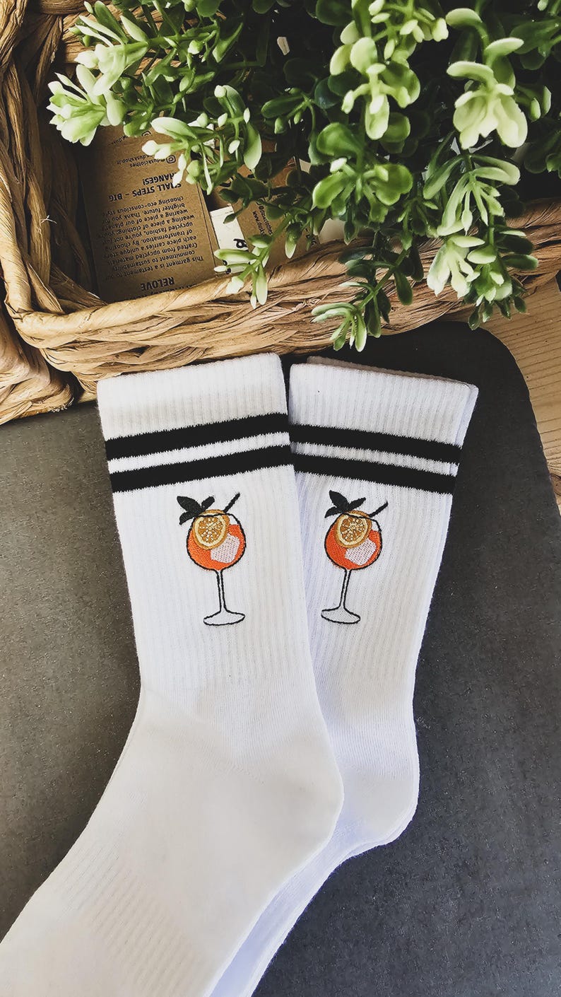 Aperol Spritz Socks Embroidered Coctail Socks Gift for Spritz Lover ...