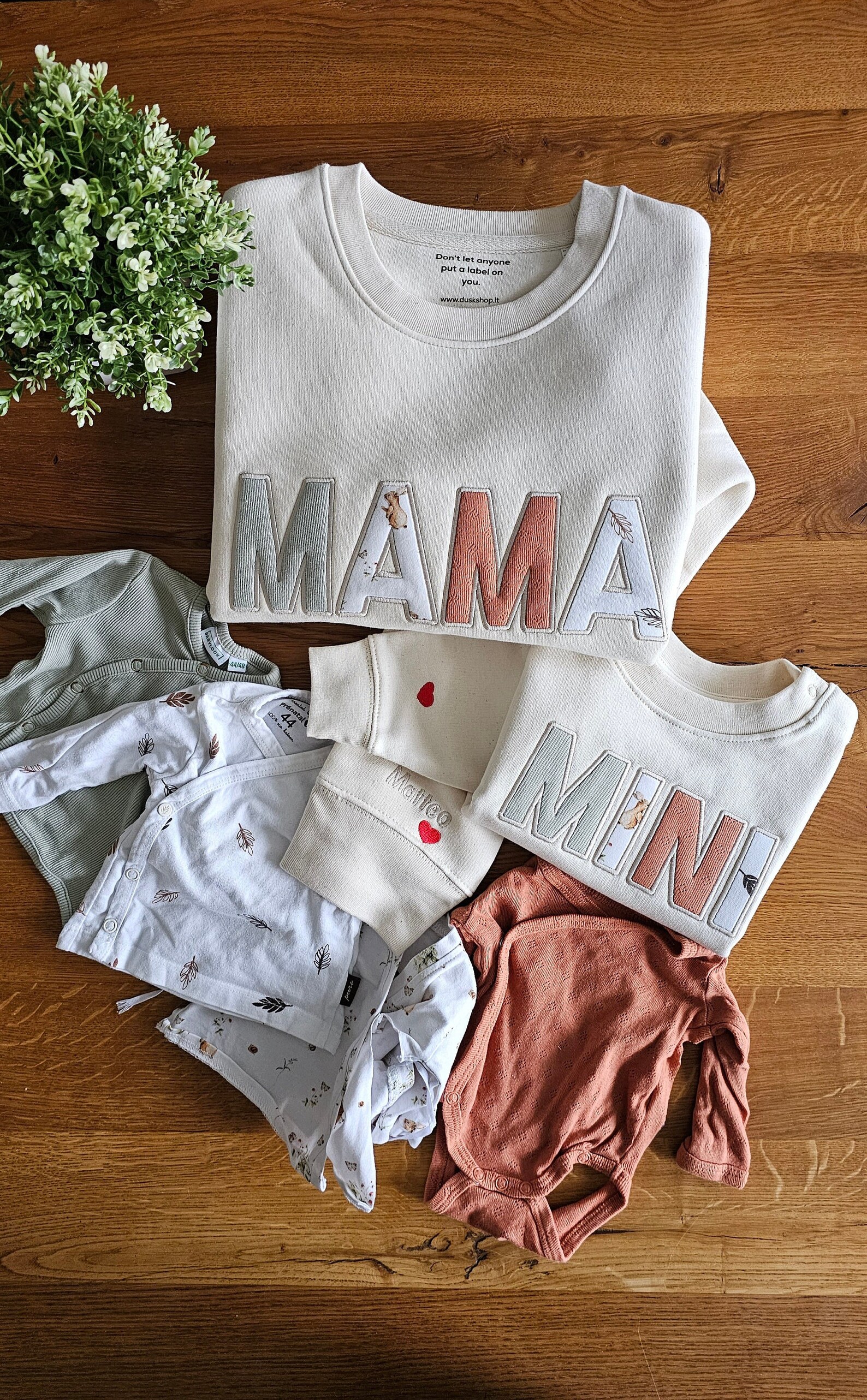 Mama and Mini Embroidered Baby Outfit Keepsake Applique Sweatshirt Gift ...