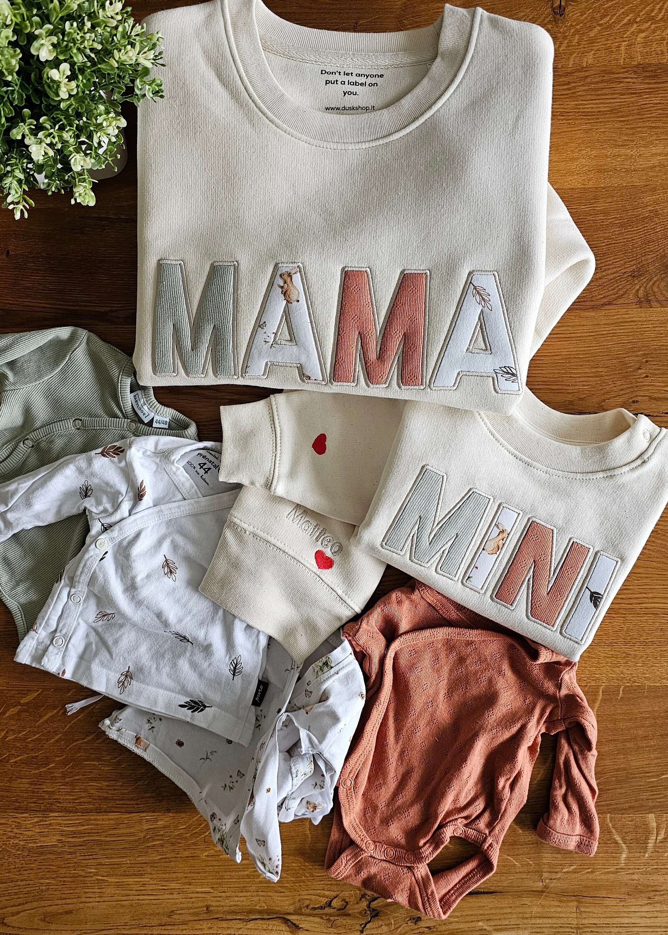 Mama and Mini Embroidered Baby Outfit Keepsake Applique Sweatshirt Gift ...