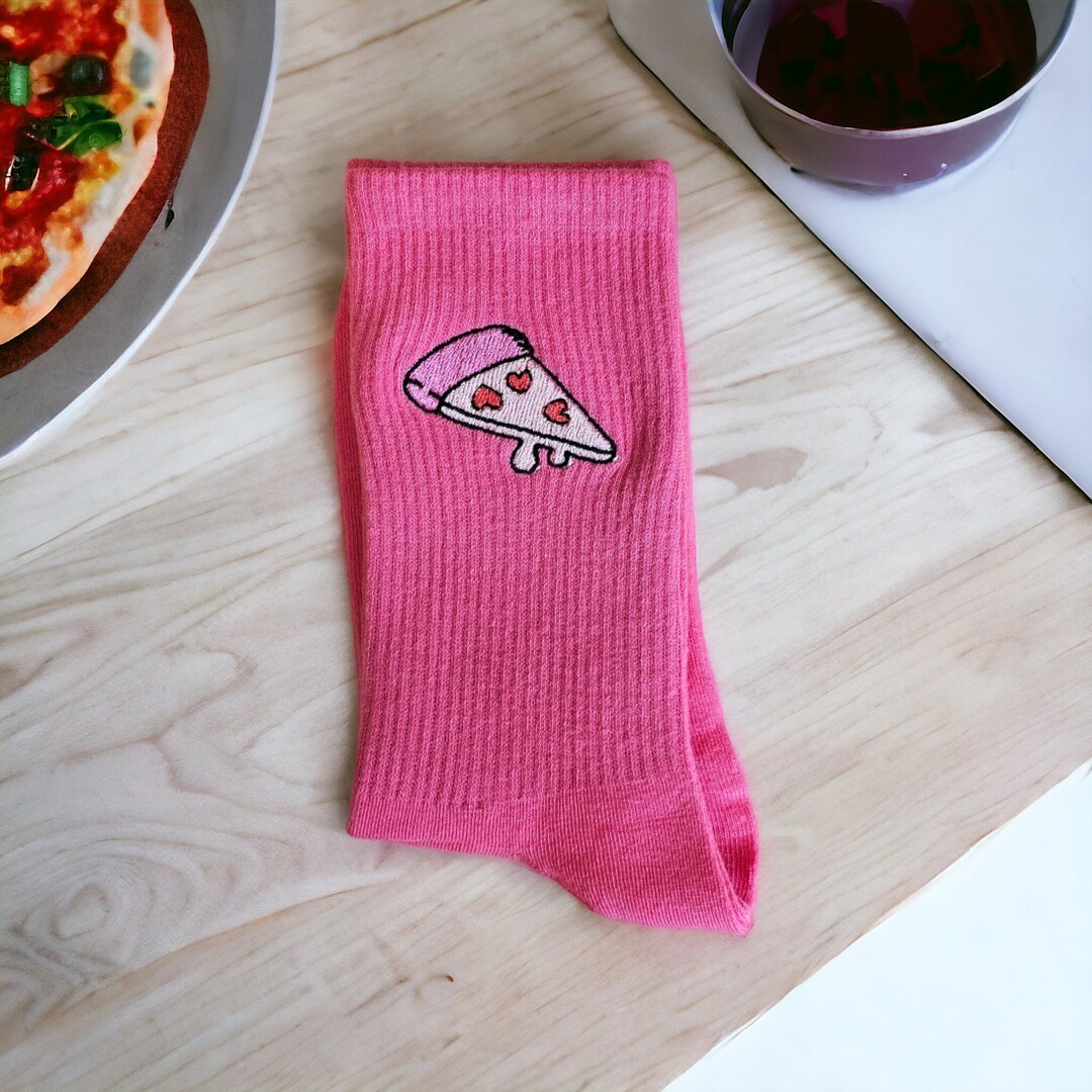 Socks With Pizza Embroidered Gift for Her Gift for Pizza Fan ...
