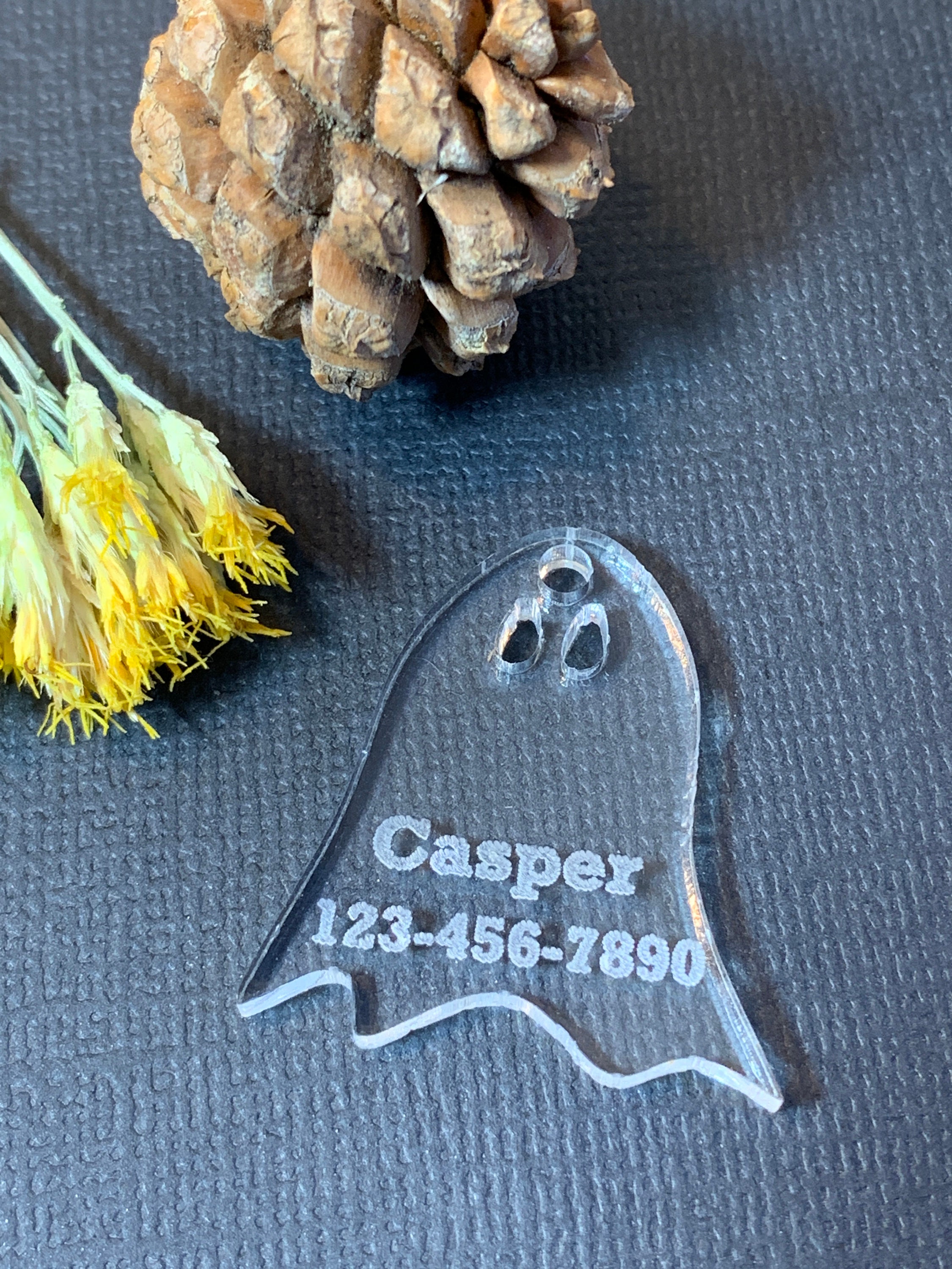 Ghost Dog Tag Dog Id Tag Ghost Halloween Pet Name Tag for - Etsy