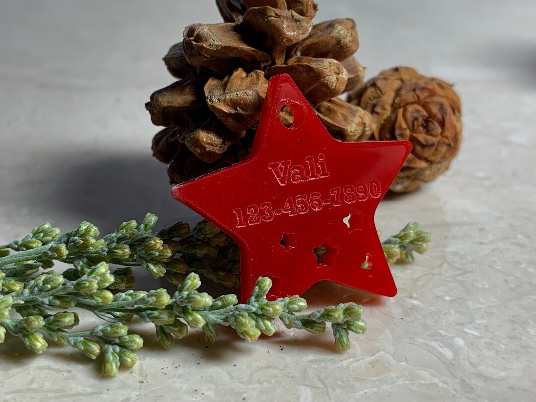 Star Cat Tag With Small Stars, Star Pet Id Tag, Cat Id Tag, Cat Name ...