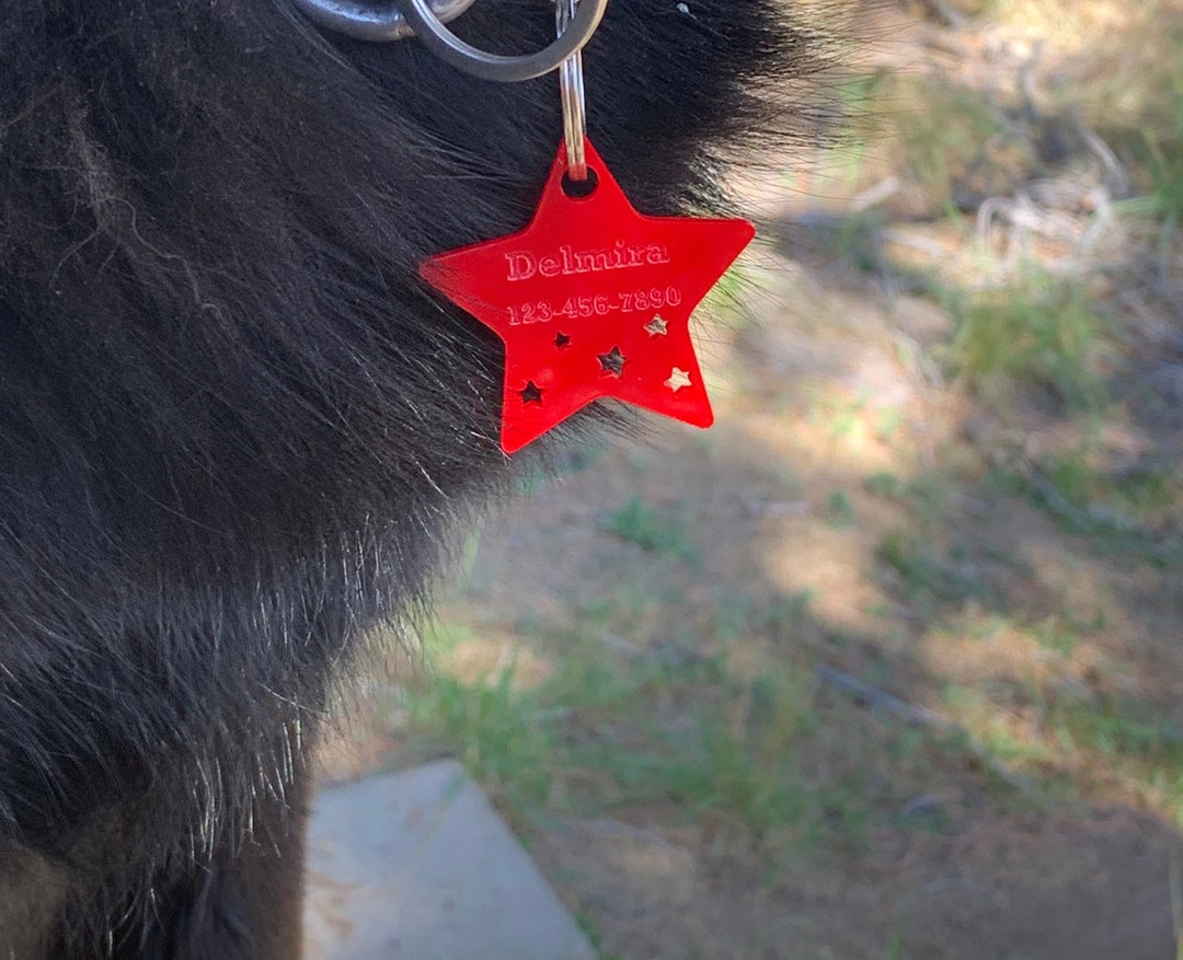 Star Dog Tag With Small Stars, Star Pet Id Tag, Collar Tag, Cute Pet Id ...