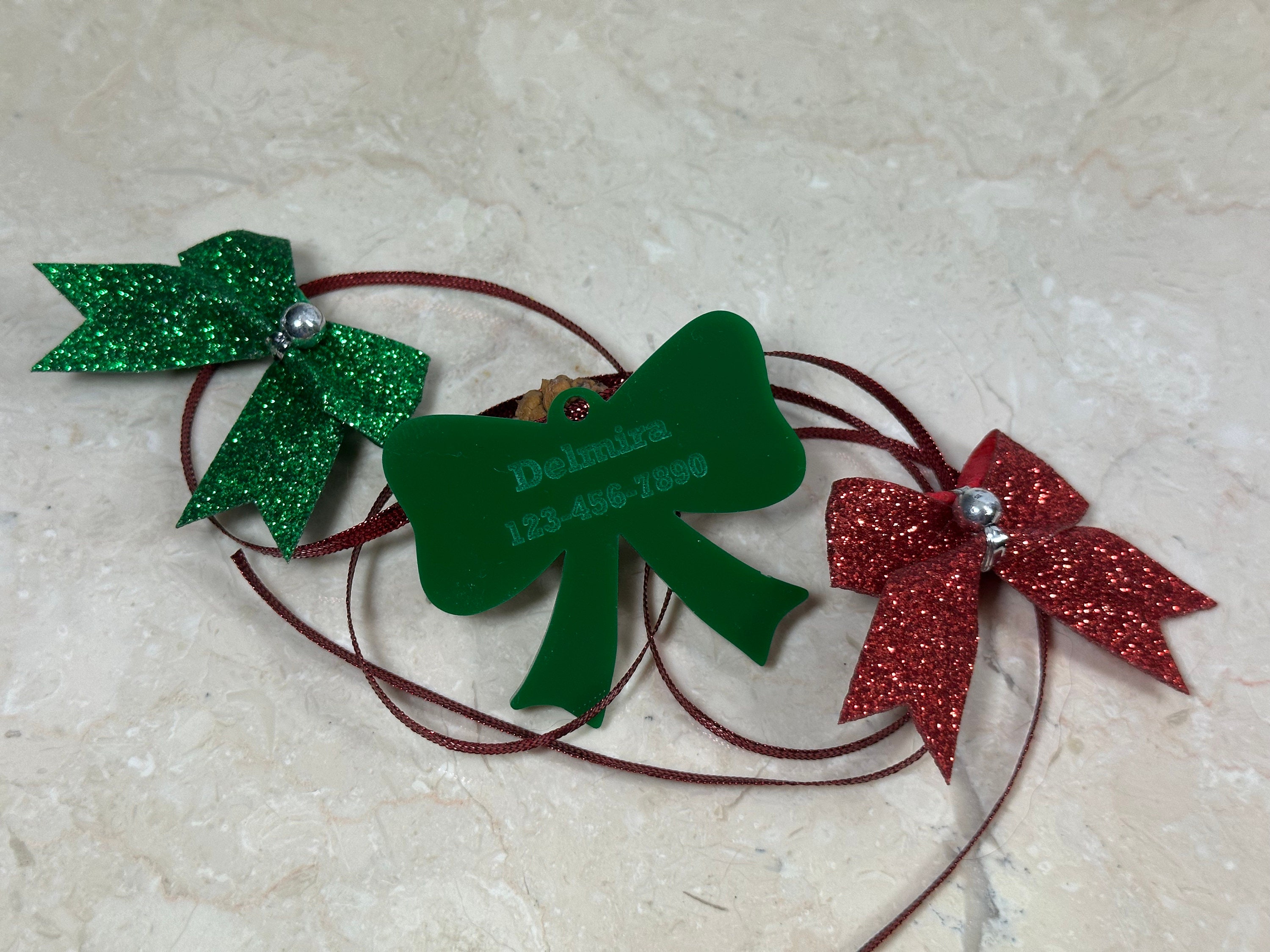 Dog Ribbon Name Tags Holiday Dog Tag Ribbon Name Tags Dog - Etsy