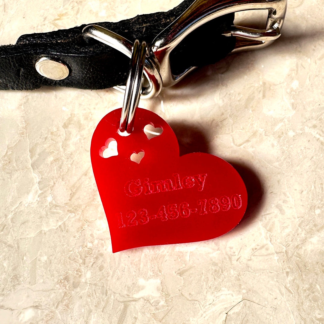 Small Heart Cat ID Tag for Collars, Heart Pet Id, Love Gift for Cat ...