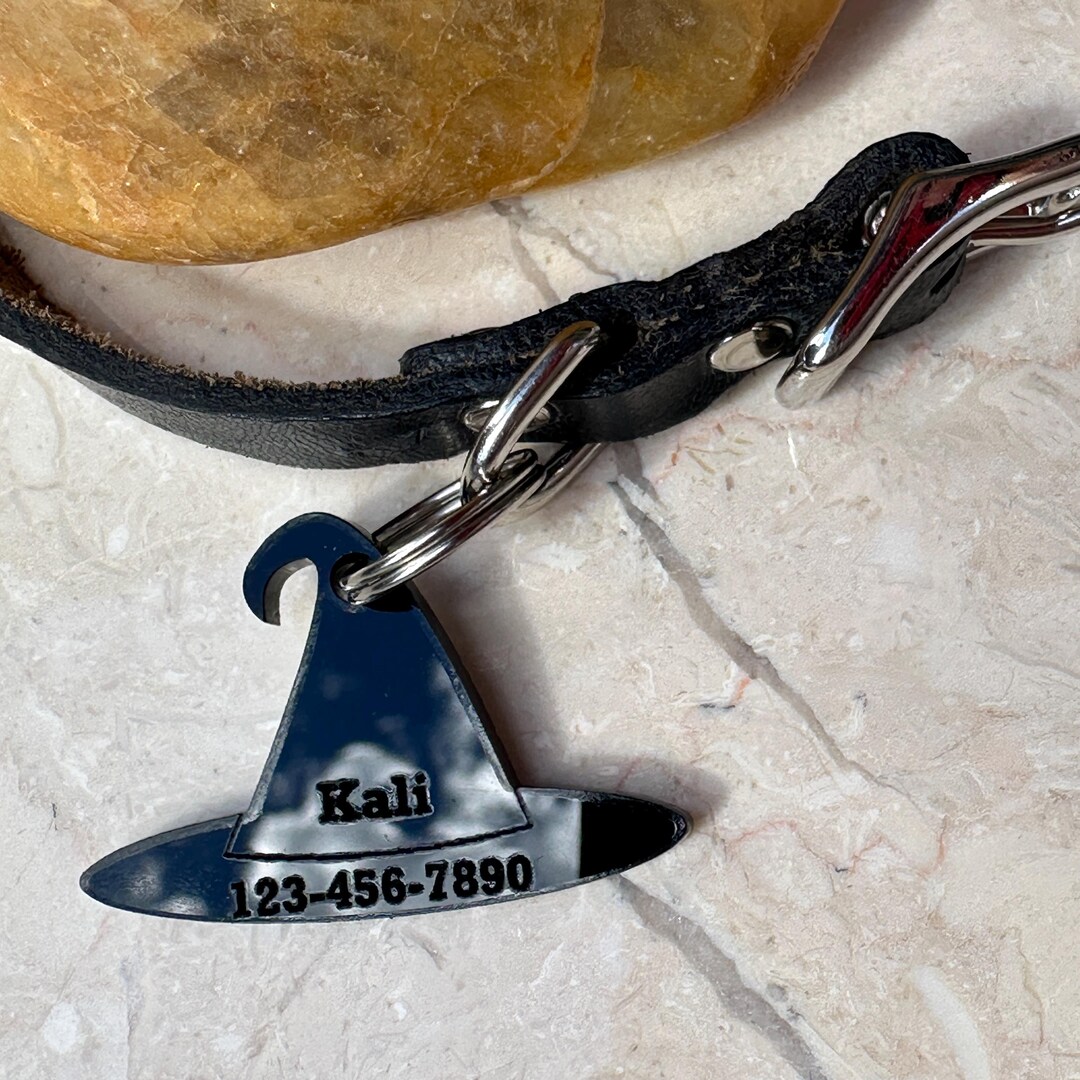 Halloween Witches Hat Cat ID Tag, Custom Spooky Tag for Cats and ...