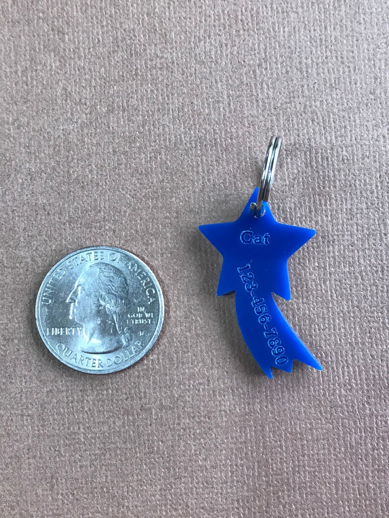 Upright Shooting Star Cat Tag, Cat Name Tag, Pet Tags, Cat Collar Tag ...