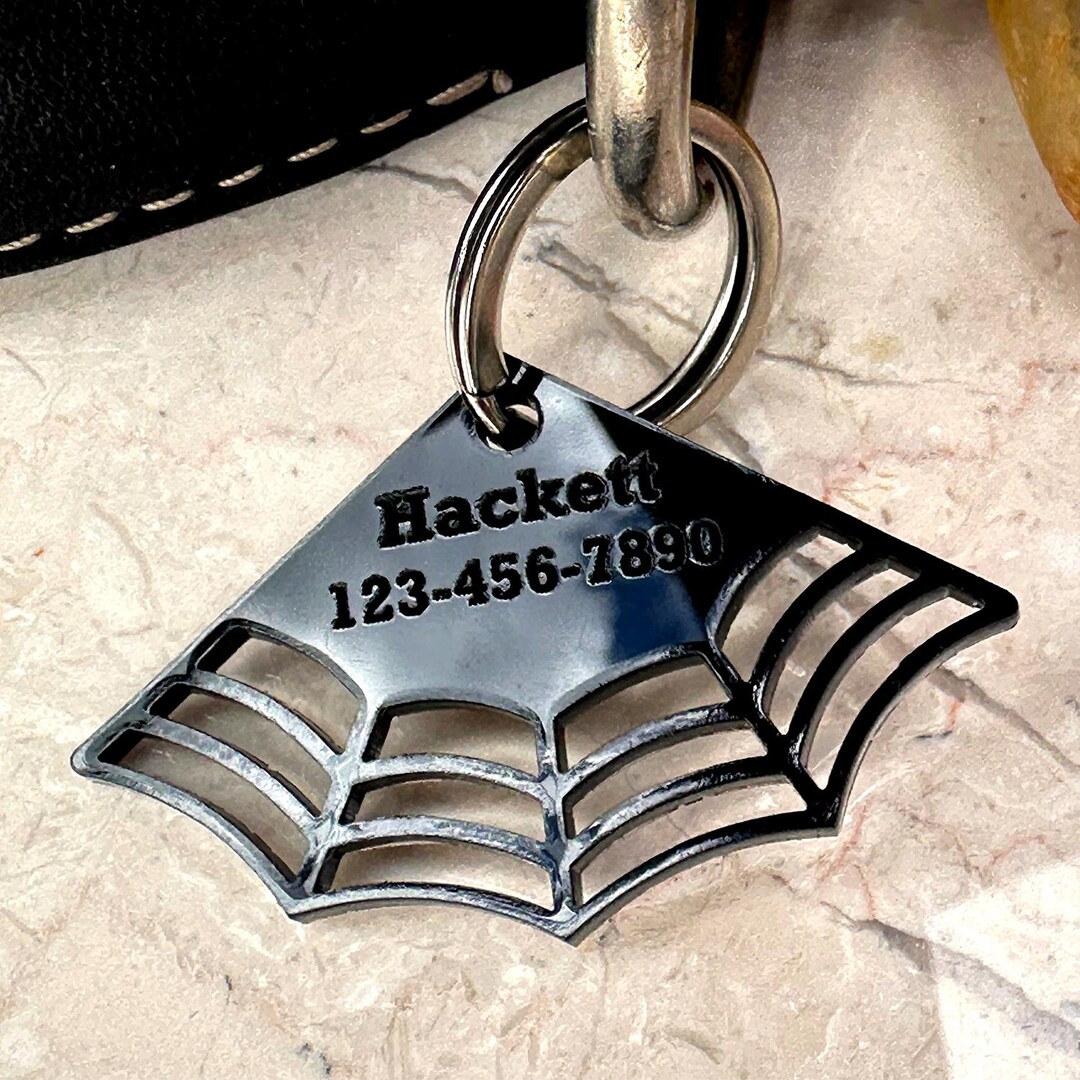 Engraved Spider Web Dog ID Tag, Custom Spooky Tag for Dogs and Puppies ...