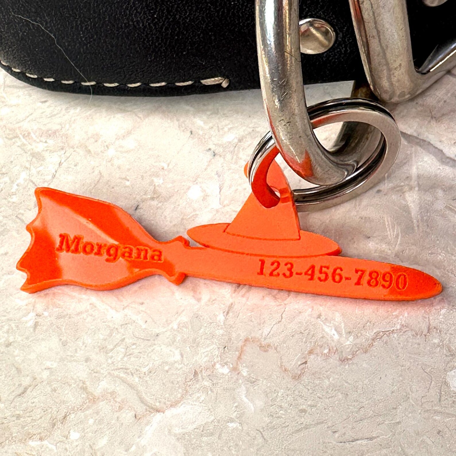 Witches Broom and Hat Dog ID Tag, Custom Spooky Tag for Dogs and ...