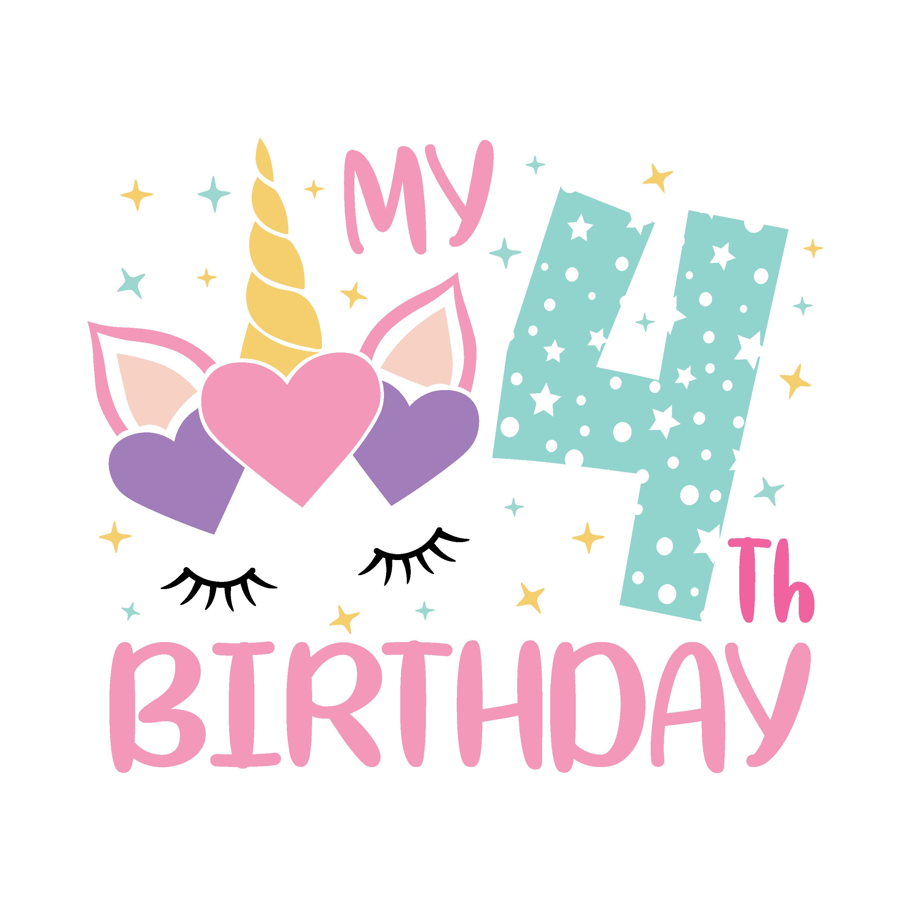 My 4th Birthday Unicorn SVG Instant Download | Etsy