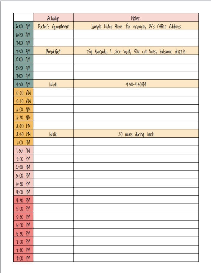 Digital Download Planner ~ Day Schedule ~ Customizable ~personalize ...