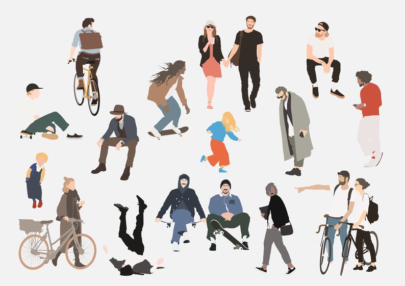 15 Flache Vektor Menschen Illustrationen 4 Digitale Datei | Etsy