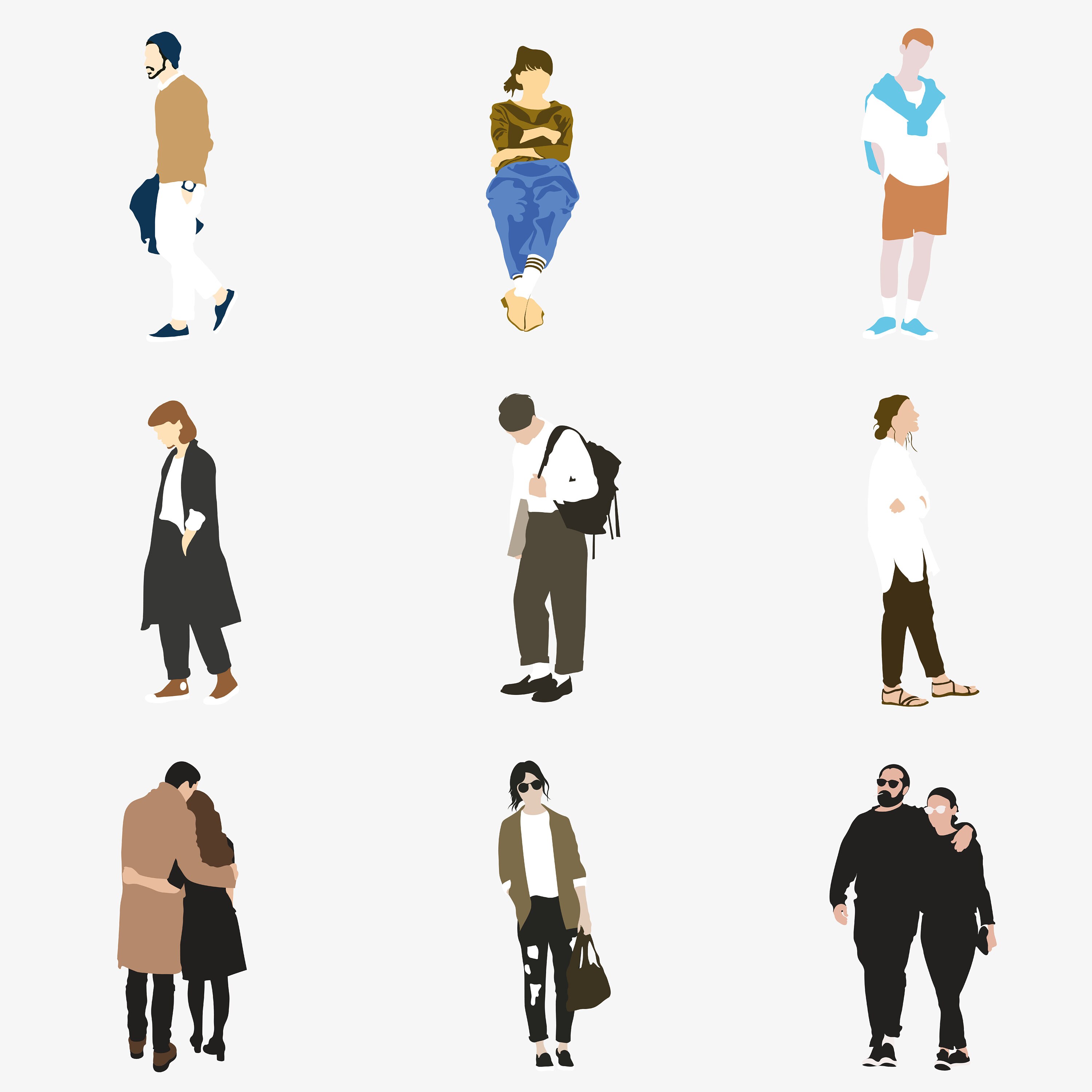 45 Flat Vector People Illustrations On the street | Etsy