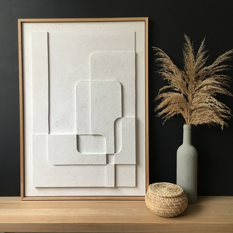 Reliëf kunst aan de muur minimalisme wand decor moderne - Etsy Nederland
